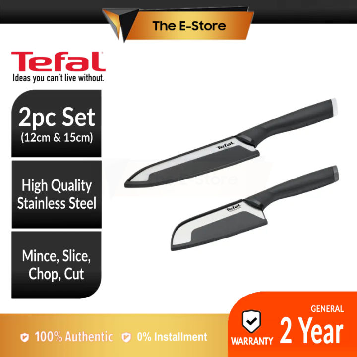 [Bundle] Tefal Comfort Knives with Cover 2-Piece Set (Santoku 12cm ...
