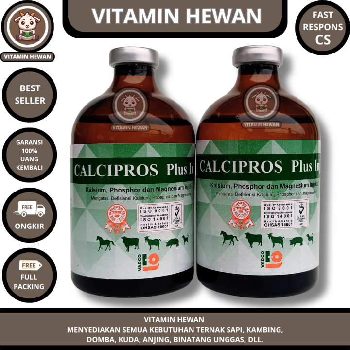 CALCIPROS PLUS INJ 100ML - Obat ambruk sapi kambing domba kekurangan ...