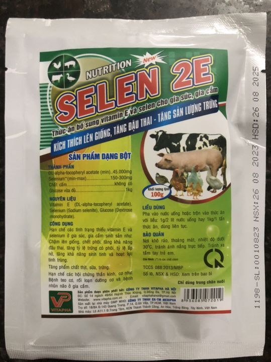 Thuốc thú y, Selen 2E 100g Vitapha dùng cho chó, mèo, gia súc, gia cầm ...