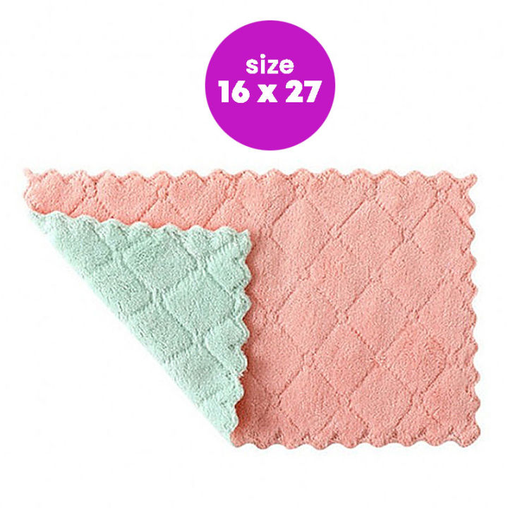 Kain Tuala Dapur Microfiber Double Layer Wipe Household Kitchen Towel ...