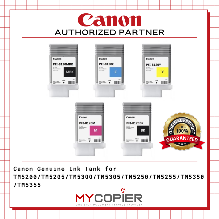 Canon PFI-8120 PFI-8121MBK, BK, C, M, Y Ink Cartridge (130ml) for TM5200,TM5205,TM5300,TM5305 ...