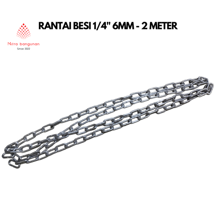 MB 2 METER Rantai Besi Galvanis 6mm Rantai Kapal Gembok Pagar 1/4" Inch ...