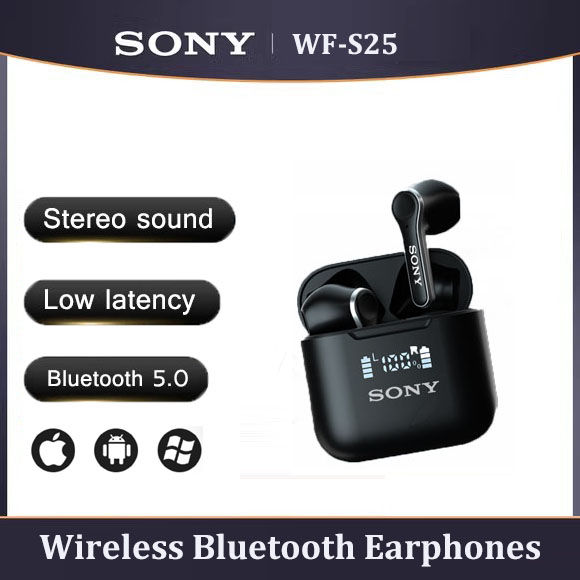 หูฟังอินเอียร์ V5.0ชุดหูฟังไร้สายบลูทูธแท้ S25 SONY หูฟังบลูทูธกีฬาหู ...