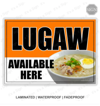 Lugaw Porridge Food Almusal Store Sign - Laminated Signage Label - A4 ...