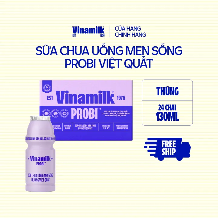 [CHỈ GIAO TRONG BÁN KÍNH 15KM] Thùng Sữa chua uống Probi Việt Quất chai x 130ml - 24 chai/Thùng ...