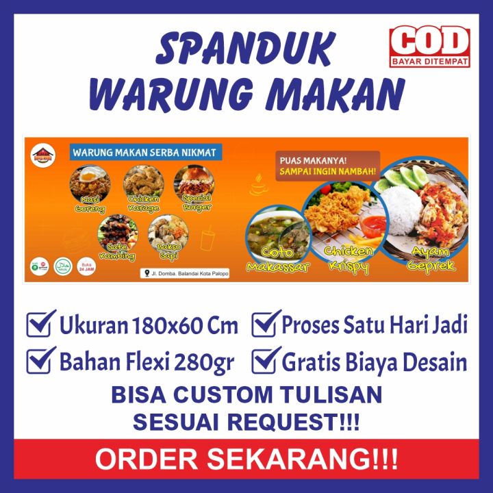 Spanduk Banner Backdrop Warung Warkop Warteg Makanan Ayam Geprek Nasi ...