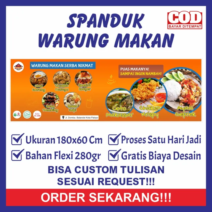 Spanduk Banner Backdrop Warung Warkop Warteg Makanan Ayam Geprek Nasi ...