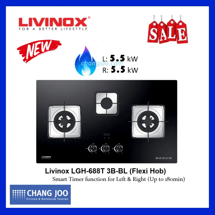 LIVINOX LGH-688T 3B-BL Built-in Gas Hob (Timer) | Lazada