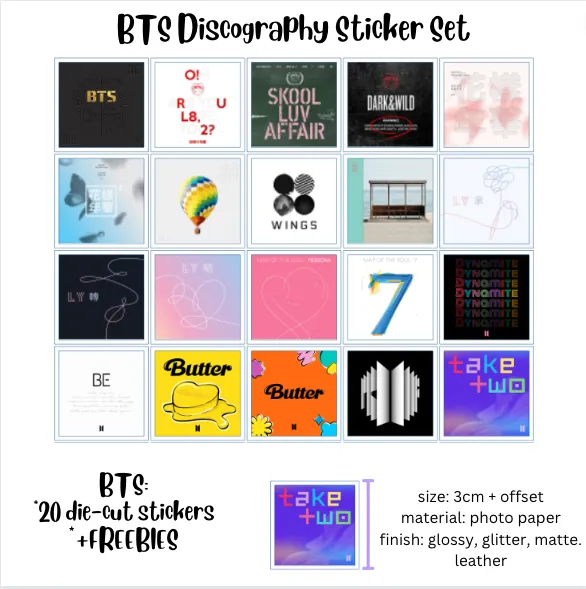 BTS Discography Sticker Set Album (with freebies) RM Suga Jin Jhope ...