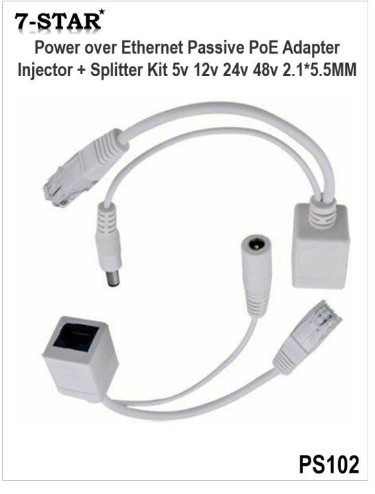7-STAR* POE Splitter - Power over Ethernet Passive PoE Adapter Injector ...