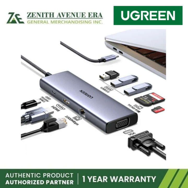 Ugreen CM498 15601 10in1 USB-C To 3USB 3.0 A+HDMI+VGA+RJ45 Gigabit+SD ...