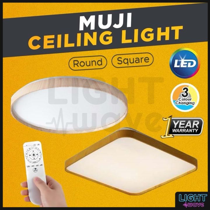 [REMOTEABLE] MUJI STYLE LED CEILING LIGHT ROUND SQUARE 3 COLOR LED ...