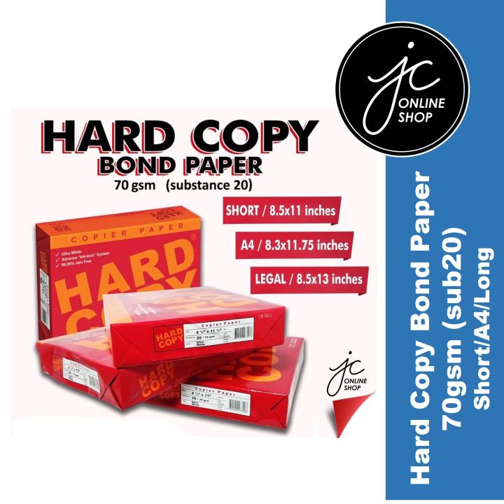 HardCopy Bond Paper Substance 20 ( Short/ A4 / Long ) | Lazada PH