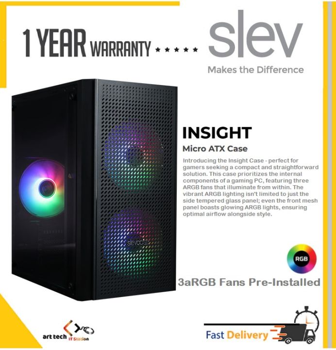 Slevcase Insight Micro ATX Casing with 3pcs SF120 aRGB Fans ...