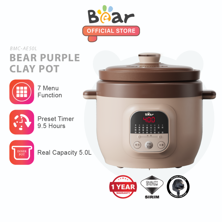 Bear Electric Stew Pot Slow Cooker Purple Clay Pot Soup Pot Porridge ...