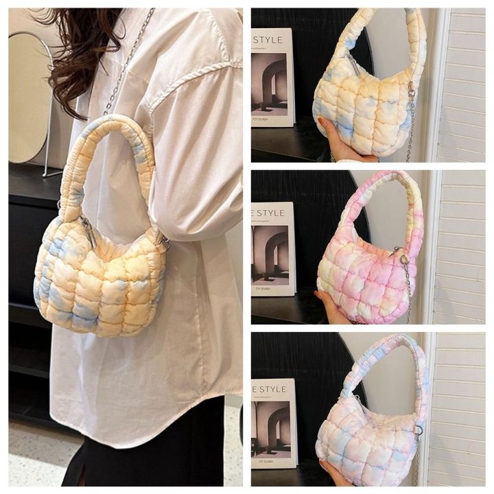 VBBN Plaid Cloud Bag Quilted Lattice Crossbody Bag Portable Tie Dyed ...