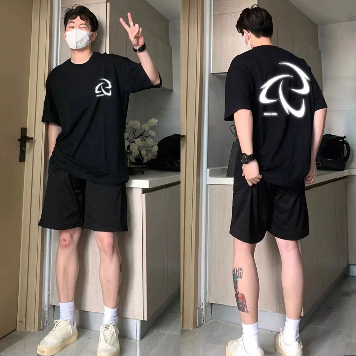 NASA IDOL Reflektif Bercahaya T-shirt Atasan Baju Kaos Oversize Pria ...