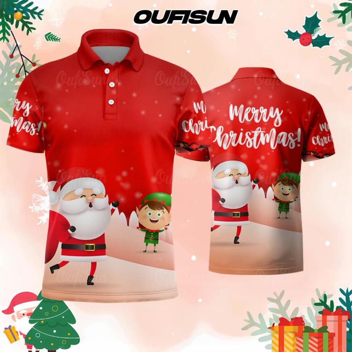 2025 Merry Christmas Polo Shirts Santa Claus 3d Printed Polo Tshirt For ...