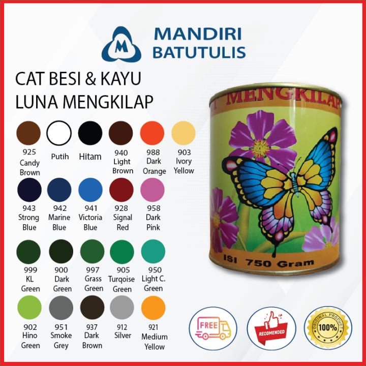 Cat Kayu Besi Mengkilap LUNA Minyak 750gram Cat Kaleng Hitam Putih 1kg ...