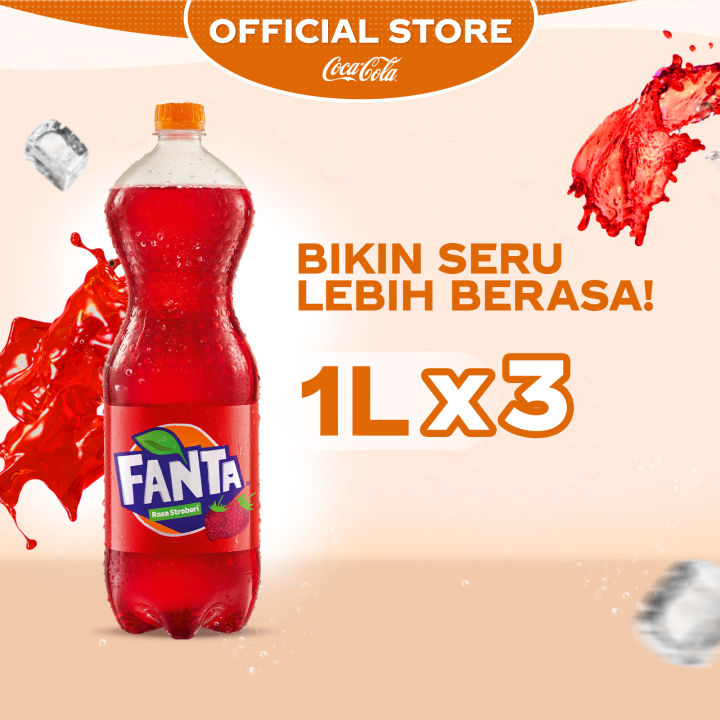 Fanta Rasa Strawberry Minuman Soda - Botol 1L x 3pcs | Lazada Indonesia