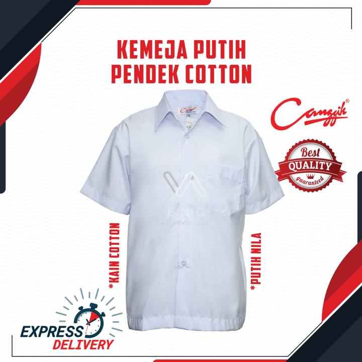 ORIGINAL CANGGIH / KEMEJA PUTIH LENGAN PENDEK ( COLLAR KERAS ) - CP001 BAJU SEKOLAH JENAMA ...