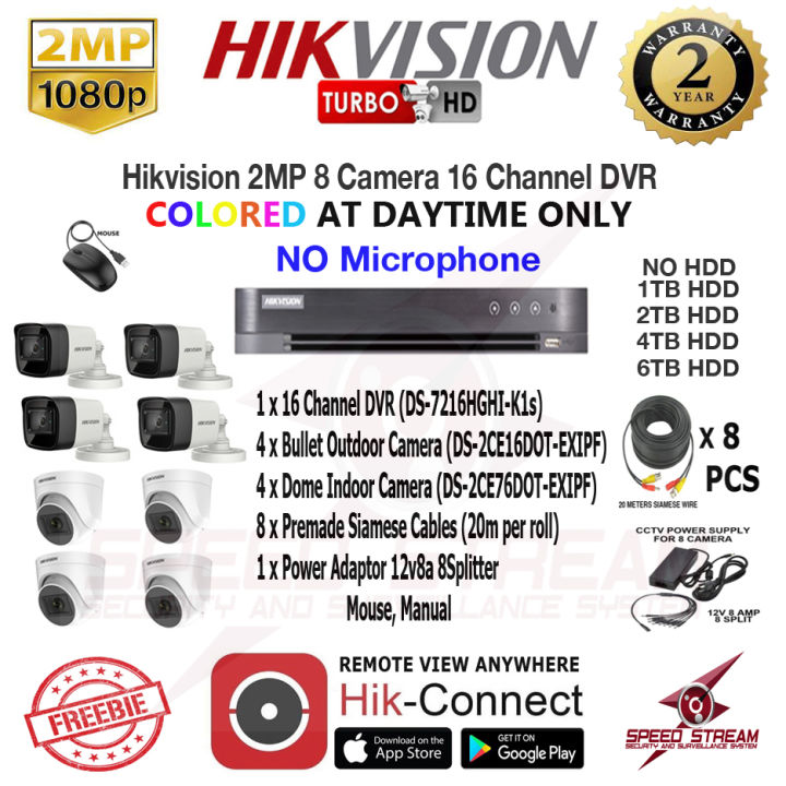 Hikvision 2MP 8 Camera 16 Channel DVR Optional HDD Turbo HD CCTV ...