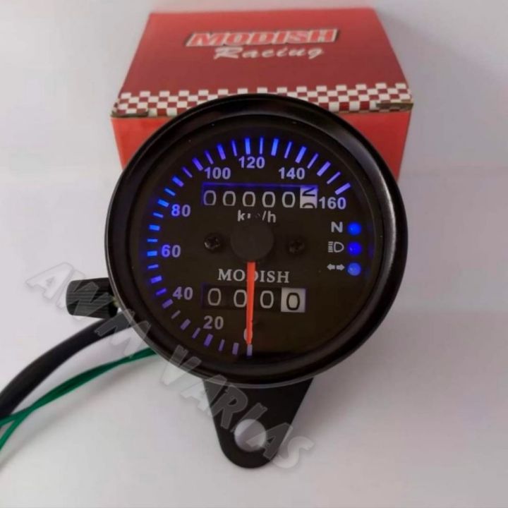 Speedometer bulat hitam kilometer LED plus indikator sein motor ...