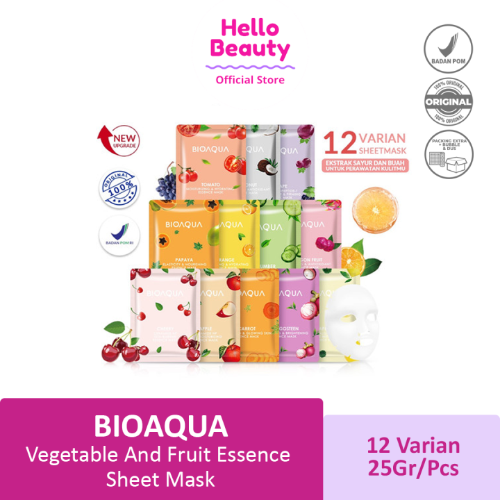 BIOAQUA VEGETABLE AND FRUIT ESSENCE SHEET MASK | Lazada Indonesia