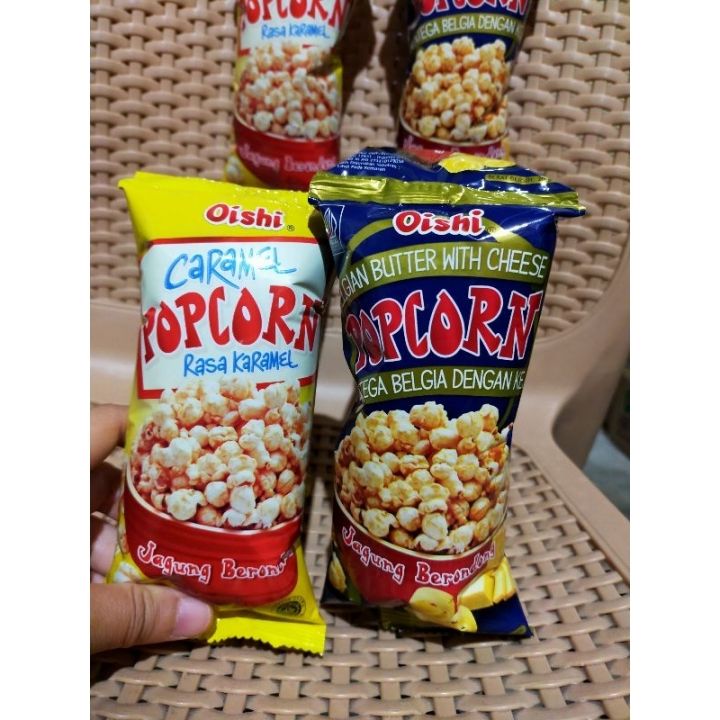 Jagung Berondong 20gr Oishi Popcorn mini Belgian Butter Coklat Caramel ...