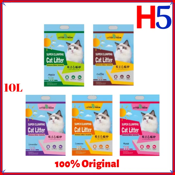 LITTER MEOW Super Clumping Cat Litter 10L Pasir Kucing Murah | Lazada