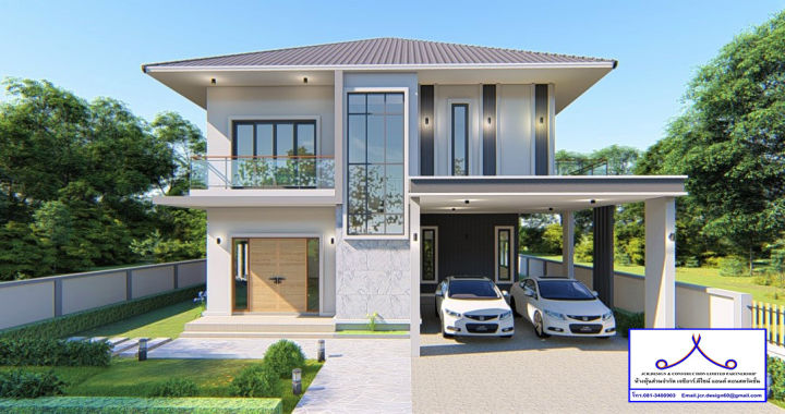 แบบบ้านคอนเทมโพรารี่(Contemporarystyle) 2 ชั้น 3 ห้องนอน 3ห้องน้ำ พื้นที่ใช้สอย 220 ตรม.ราคา ...