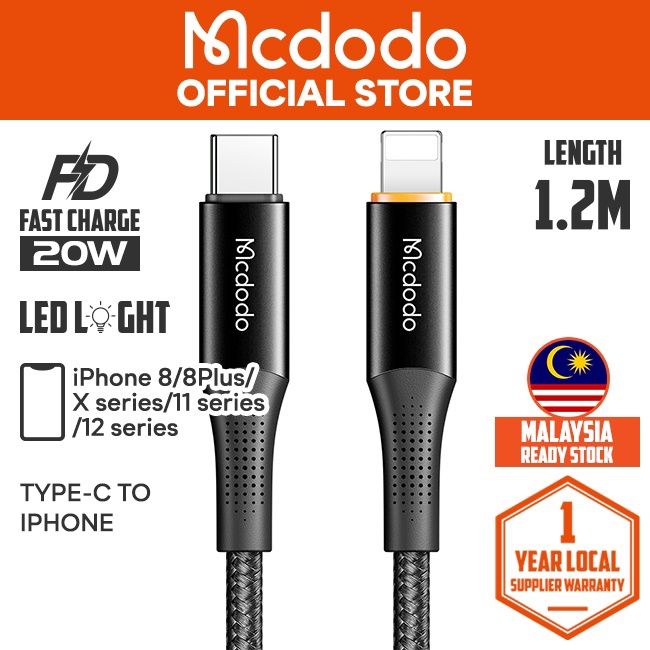 100% ORIGINAL MCDODO CA-7360 1.2 Meter 5A 100W Super Charge Type C To Lightning Cable | Lazada