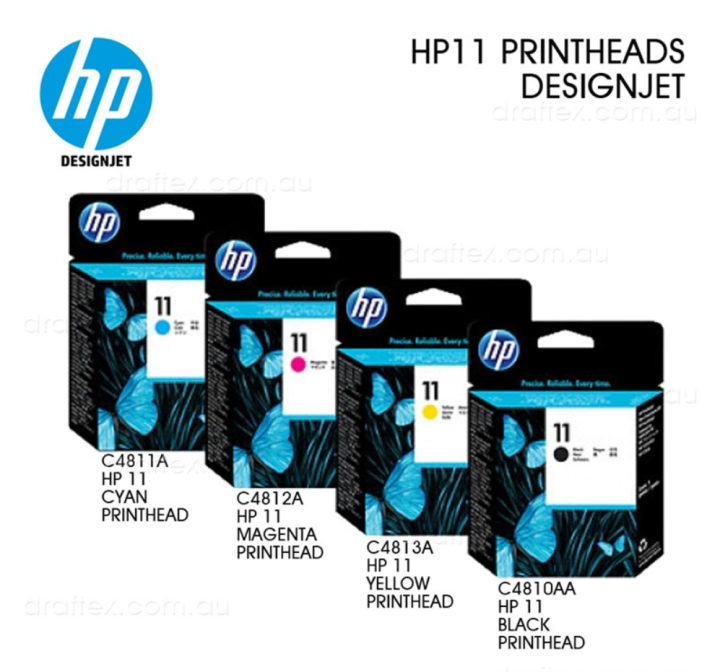 HP 11 Printhead Black Cyan Yellow Magenta (C4810A) (C4811A) (C4813A ...