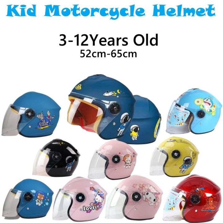 Ready Stock Motor Helmet Motorcycle for Big Kid Half Face Plain Colour ...