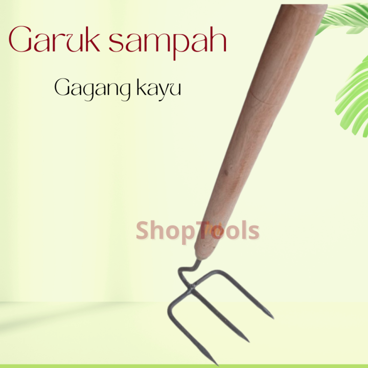 Garuk Sampah / Gagang Kayu Cangkul, Pacul, Garpu, taman kebun, kecil ...