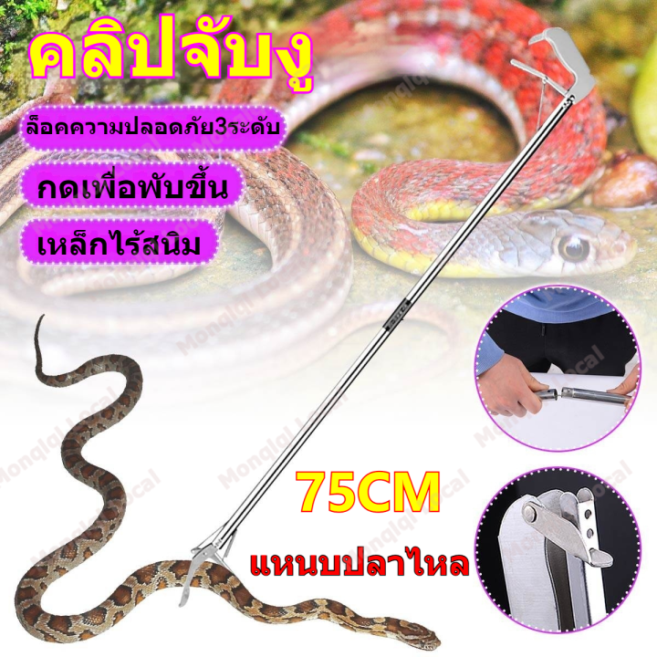 กับดักงูสแตนเลส 0.75m ที่หนีบงู Yellow Eel Clamp แหนบ แหนบปลาไหล คลิปปู ...
