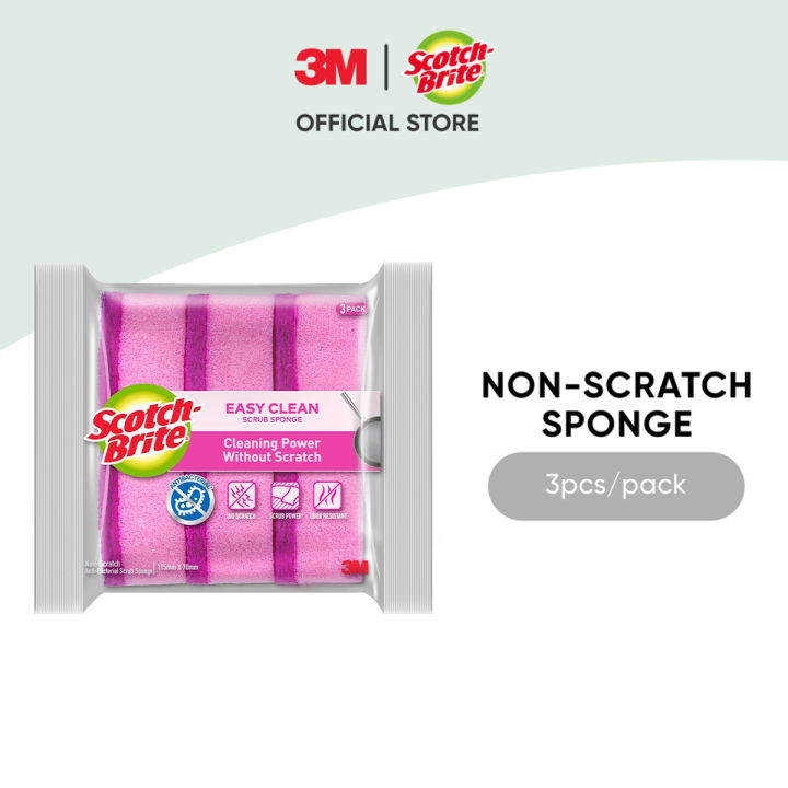 3M™ Scotch-Brite® Easy Clean Scrub Sponge - Pink 3 pcs/VP 115mm x 70mm ...