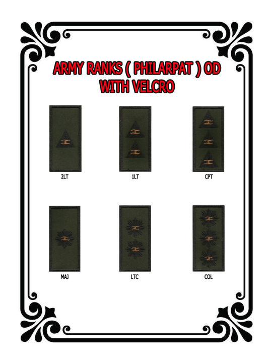 RANKS INSIGNIA ( PHILARPAT ) FOR OFFICIALS OD WITH VELCRO | Lazada PH