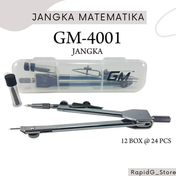 Jangka Matematika Set Stainless Drawing Compass Dengan Refill Pensil ...