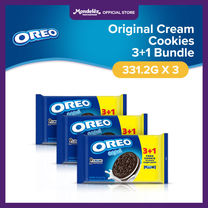 Oreo Multipack 3+1 - Vanilla Flavor 331.2g Sandwich Cookie Snack with Rich Cream Filling (Set of ...