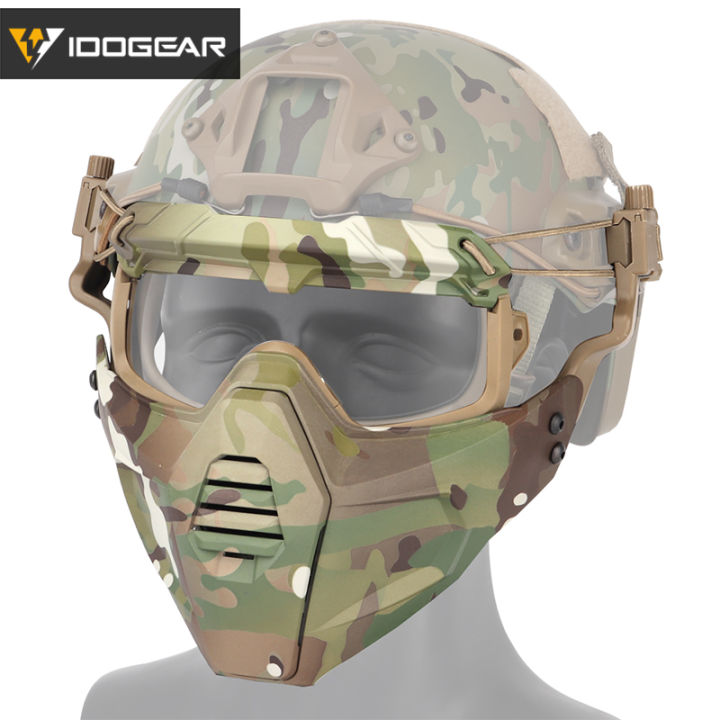 IDOGEAR Tactical Half Face Mask & Tactical Goggle Set for OC Style ...