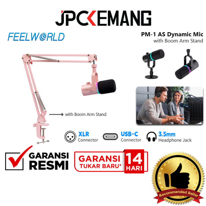 Feelworld PM-1 AS Dynamic Cardoid XLR / USB Microphone with Boom Arm ...