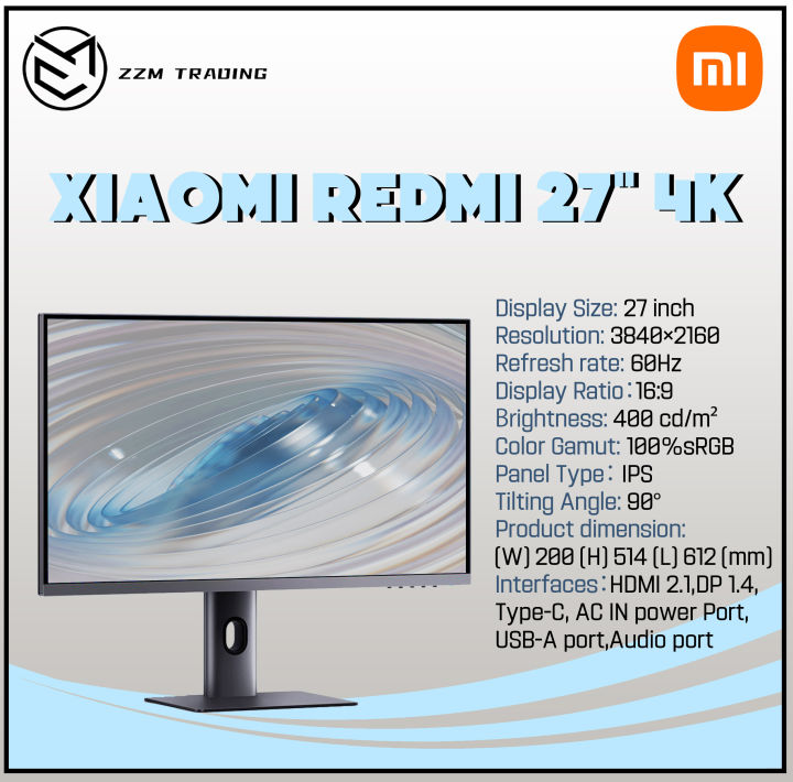 Xiaomi 27" 4K ultra HD 60Hz IPS Monitor RMMNT27NU | Lazada PH