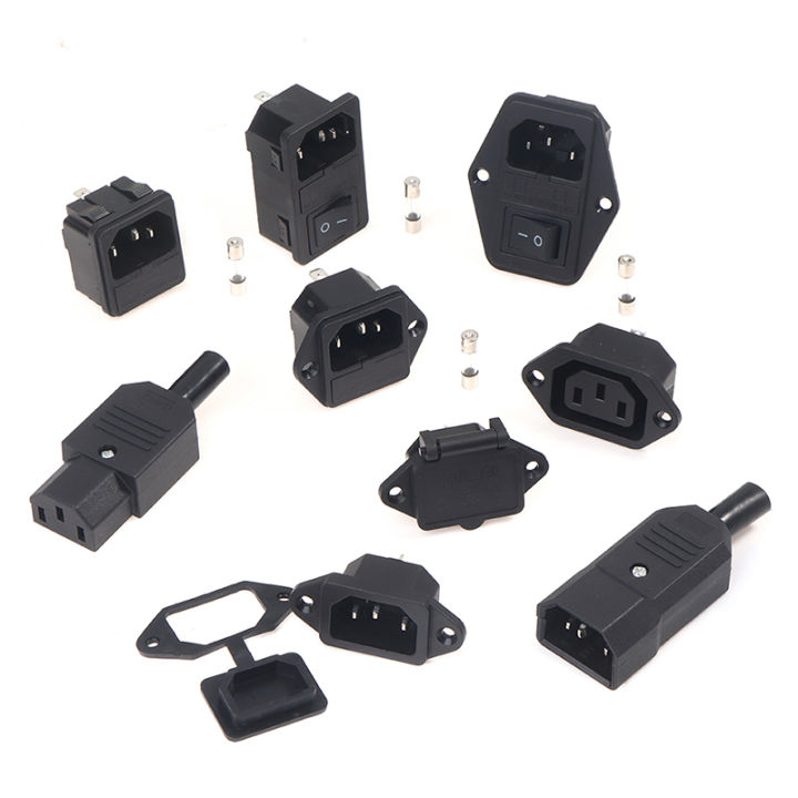 newdv2 Black AC Male Plug Female Plug Rewirable Power Connector 3 Pin ...