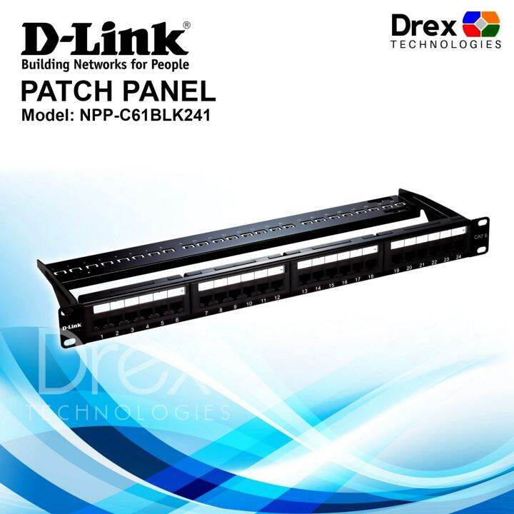 D-Link 24 Ports Patch Panel CAT6 Fully Loaded 1RU 24-Port Patch Panel ...