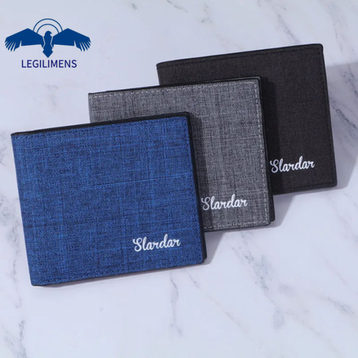 LEGILIMENS Men's Wallet Short Canvas Wallet Personalized Simple Wallet ...