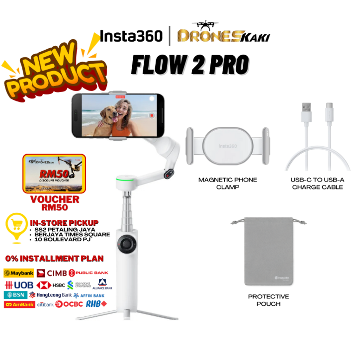 [NEW] Insta360 Flow 2 Pro/Flow Pro/Flow - Al Powered Smartphone Gimbal Stabilizer With Built-In ...
