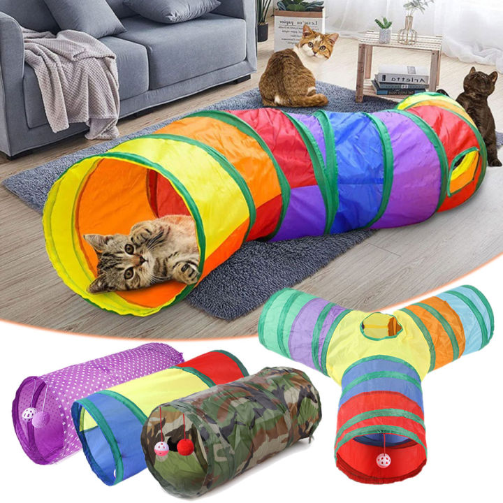 Teabelle Pet Cat Tunnel Toys Foldable Pet Kitty Training Interactive ...
