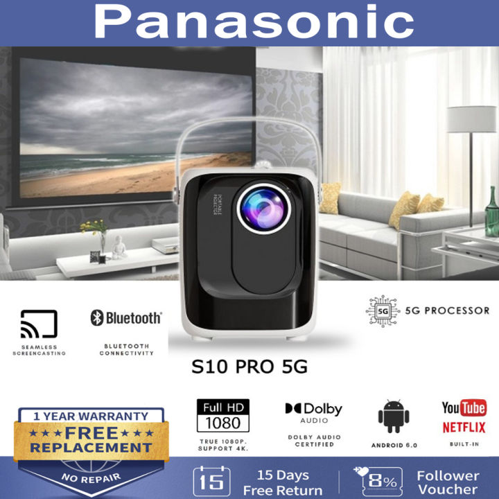 Panasonic Projectors Mini S10 PRO 5G with WiFi and Bluetooth 1080P Full ...