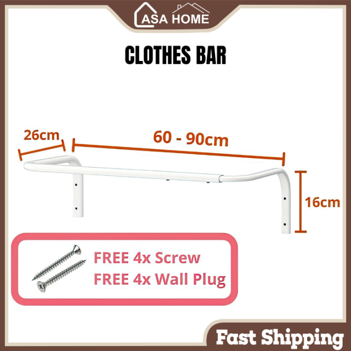 Adjustable Clothes Bar 60-90CM, Clothes Rack Stand, Sangkut baju ...
